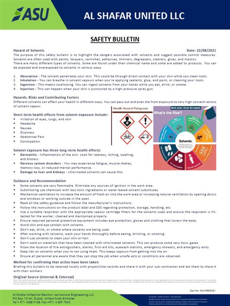 Hse Bulletin 021 Hazard Of Solvents Pdf Solvent