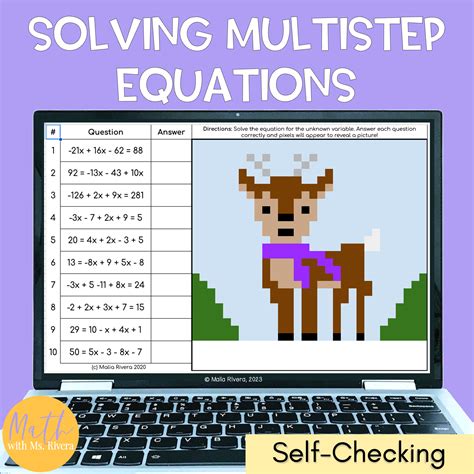 Solving Multi Step Equations Variables On One Side Digital Pixel Art