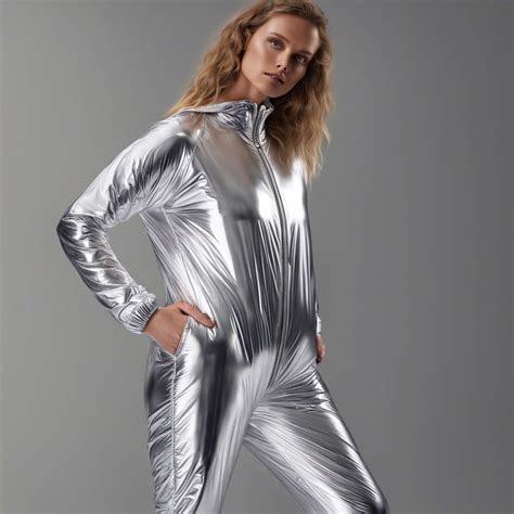 Silver Mylar Adidas Footed Onesie Inflated Woman By Montyfrog123 On