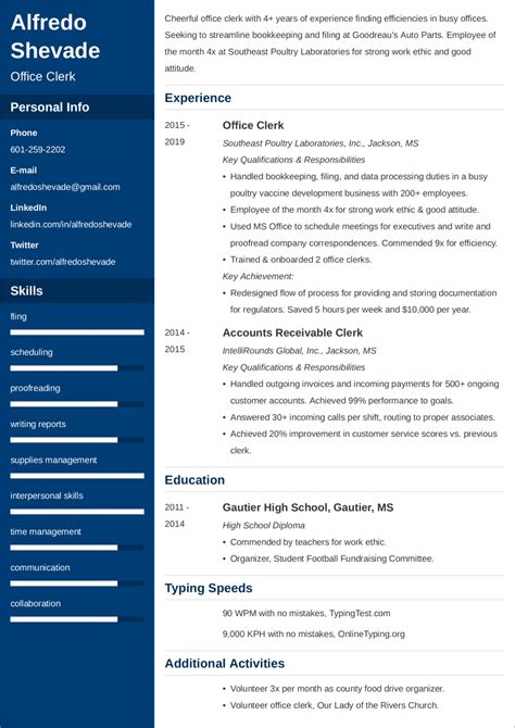 Clerical Resumes Examples Template Website