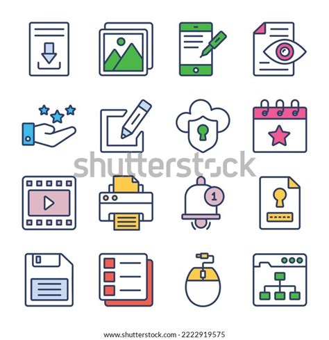 set user interface icons web design stock vector royalty free