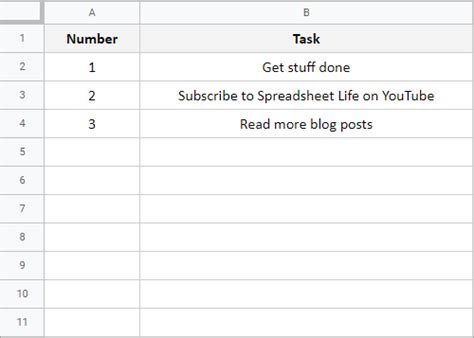 Dynamic Numbered List In Google Sheets Spreadsheet Life Blog
