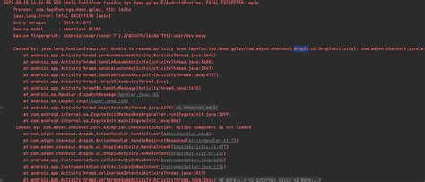 re exception checkoutexception action component
