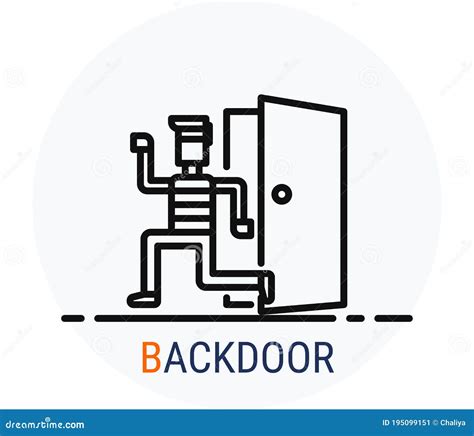 Line Icons Style Hacker Cyber Crime Attack Backdoor For Web Design