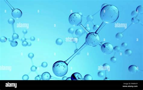 3d Illustration Of Atom Structure Under Microscope On Blue Background