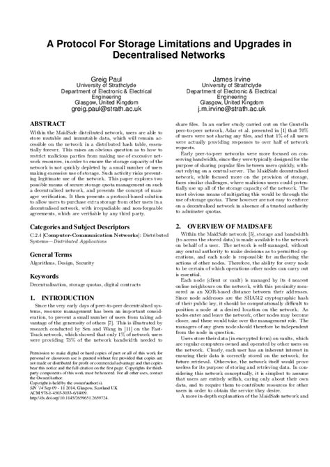 Pdf A Protocol For Storage Limitations And Upgrades In Decentralised Networks