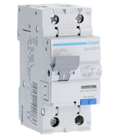 Disjunctor Diferential Rcbo Pn 25a 30ma Curba B Tip A Ad925j Hager