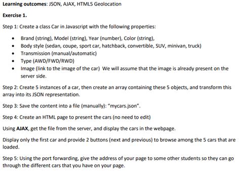 Learning Outcomes Json Ajax Html5 Geolocation