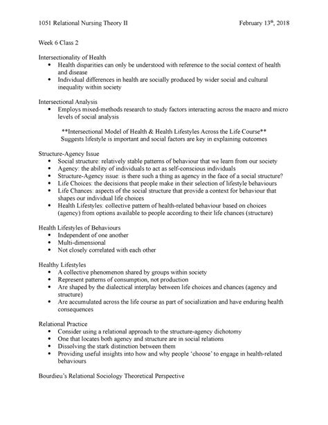 week 6 class 2 assorted lecture notes 1051 relational nursing