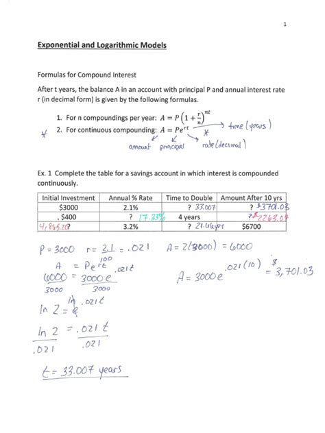 45 Exponential And Logarithmic Models Complete Pdf