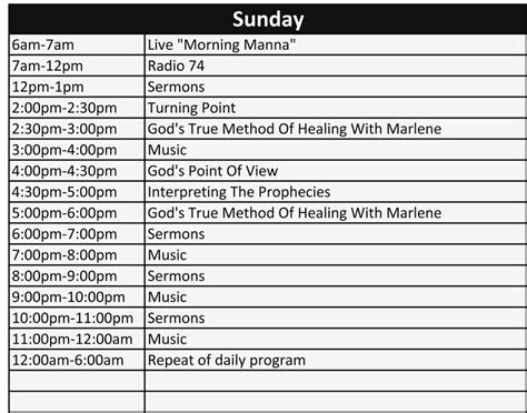 Program Schedule Turning Point Radio Bahamas Bbn 1023 Fm Est