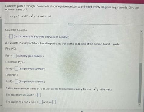 solved complete parts a through f below to find nonnegative