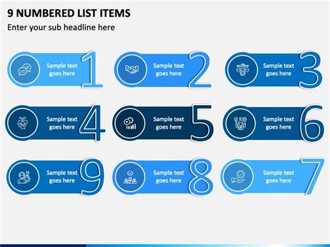 Free 9 Numbered List Items For PowerPoint And Google Slides Business Powerpoint Templates