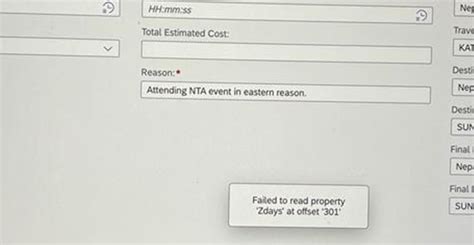 Failed To Read Property Zdays At Offset 301 Sap Community