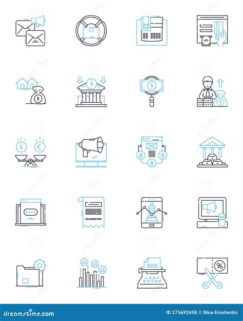 Tech Realm Linear Icons Set Innovation Disruption Automation Blockchain Virtualization