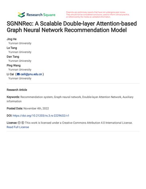 pdf sgnnrec a scalable double layer attention based graph neural