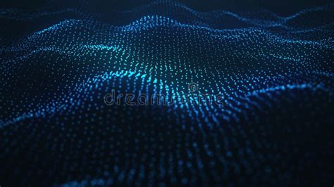 Abstract Motion Background Of Shining Particles Digital Wave Sparkling Blue Particles