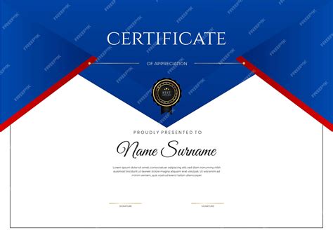 Premium Vector Elegant Blue And Red Certificate Template