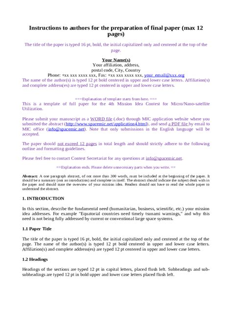spie proceedings manuscript sample u s letter size doc template