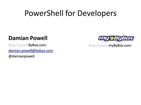 Powershell For Developers Ppt