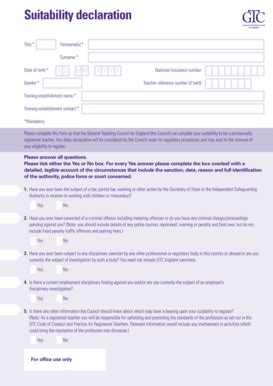 Fillable Online GTC Suitability Form S A4FM SU03 V4 9728 Layout 1 Fax Email Print PdfFiller