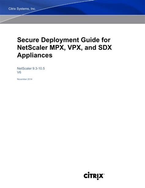 Secure Deployment Guide For NetScaler MPX VPX And SDX Appliances