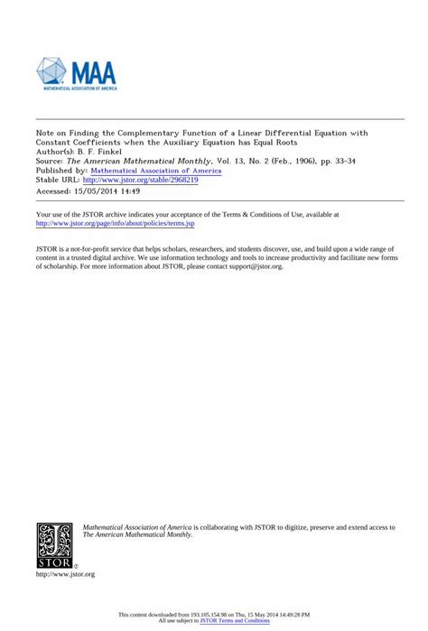 pdf note on finding the complementary function of a linear