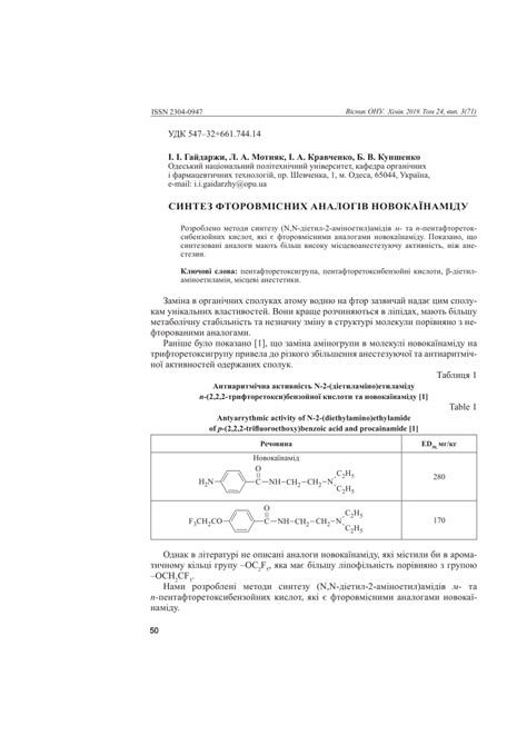 Pdf Synthesis Of Fluorine Containing Analogs Of Procainamide