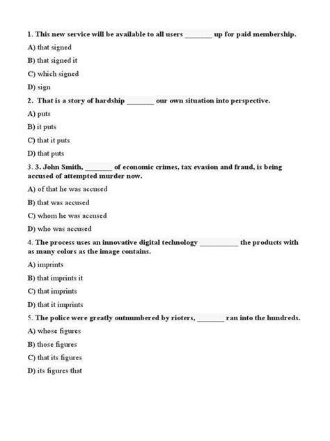 Adj Adv Clause Test Pdf Science