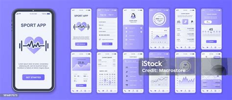 Fitness Mobile App Interface Screens Template Set Account Login Calorie