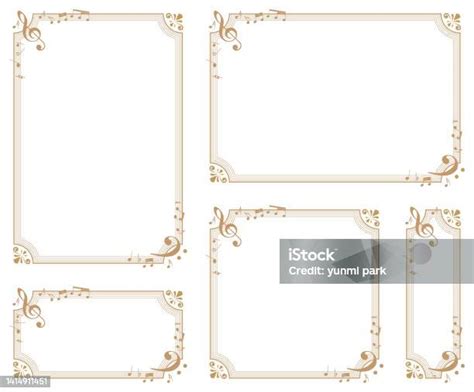 음악을 테마로 한 장식 프레임 장식 프레임 동일한 디자인에 크기를 변경한 프레임입니다 A4 사이즈 용지에 좋은 프레임 0명에 대한 스톡 벡터 아트 및 기타 이미지 Istock