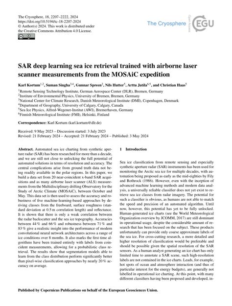 pdf sar deep learning sea ice retrieval trained with airborne laser