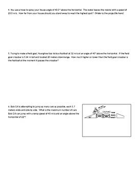 Angular Projectile Motion Practice Worksheet By StickMan Physics