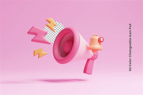 Premium Psd 3d Megaphone Speaker With Notification Icon Bell Or 3d Megaphone Speaker Announce
