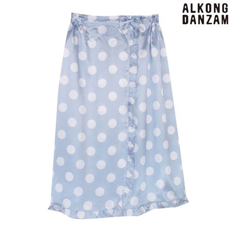 알콩단잠 여성골프가운 빅도트 실크 목욕가운 사우나 헤어밴드 세트 호텔 바스가운 블루