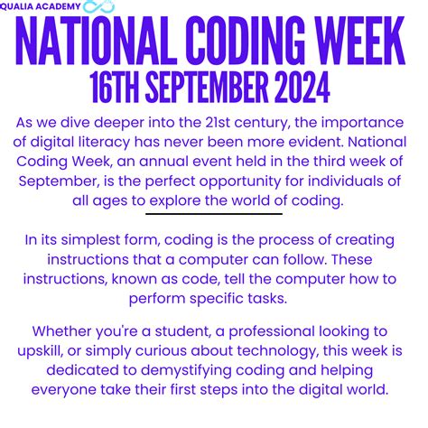 Coding Week The Power Of Coding Th September Qualia Academy