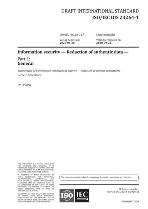 ISO IEC DIS Information Security Redaction Of Authentic Data