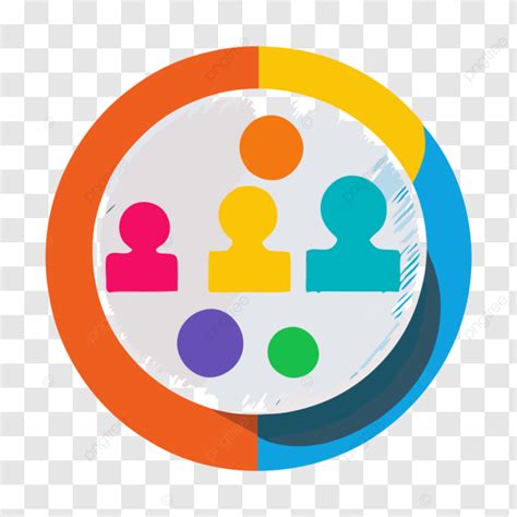 4가지 색상의 사람들 실루엣이 있는 둥근 원 벡터 흰색 배경에 있는 조직의 단순한 다채로운 아이콘 그림자 없음 작은 프레임 중앙 Png 일러스트 및 벡터 에 대한