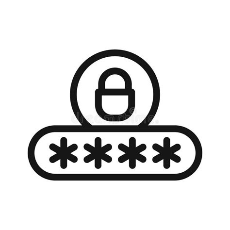 Password Security Icon Black Line Art Vector Logo Stock Vector