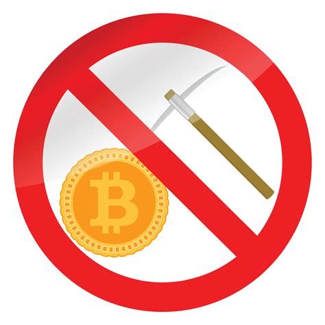Prohibition Icon Mining Bitcoin Stop Mining And Ban Btc With Pick Axe Vector Illustration