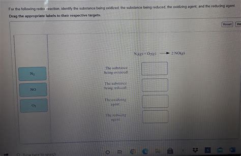 Solved For The Following Redox Reaction Identify The