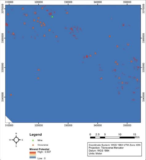 mineral potential map generated by fl γ 0 75 along with the mineral