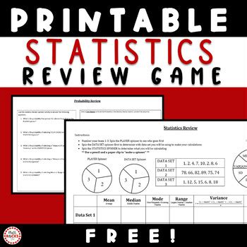 Statistics Review Activity FREEBIE Mean Median Mode Variance Standard Deviation