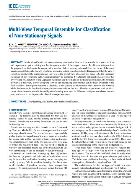 Pdf Multi View Temporal Ensemble For Classification Of Non Stationary