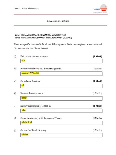 Chapter 2 The Shell Exercise Answer Pdf File Transfer Protocol