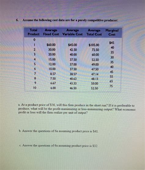 solved 5 use the table below to answer the following