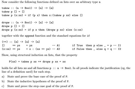 Now Consider The Following Functions Defined On Lists