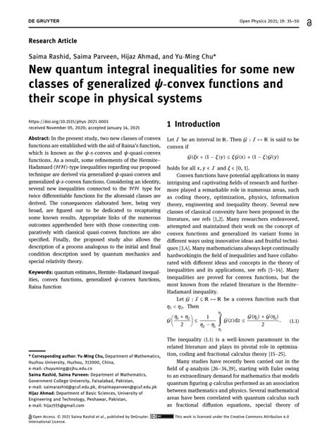 Pdf New Quantum Integral Inequalities For Some New Classes Of Generalized ψ Convex Functions