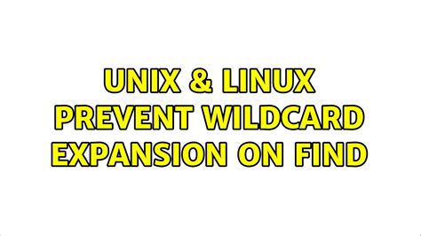 Unix And Linux Prevent Wildcard Expansion On Find 2 Solutions Youtube
