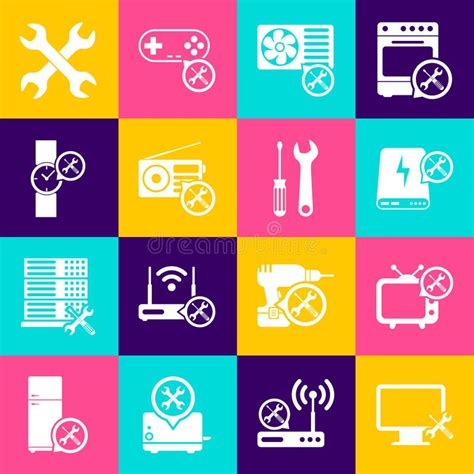 Set Computer Monitor Service Tv Power Bank Air Conditioner Radio Wrist Watch Crossed